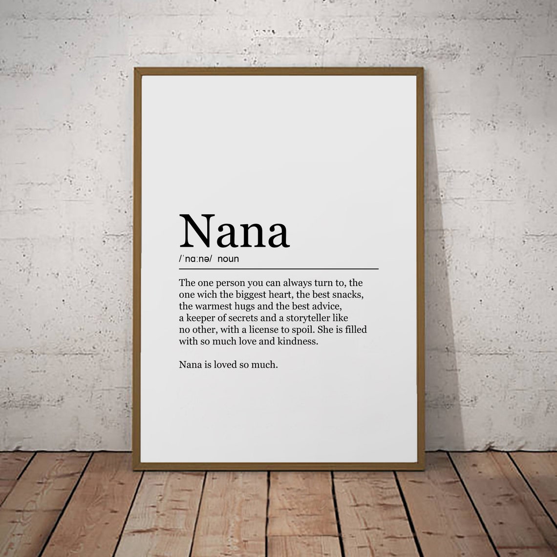 Nana Print Definition Poster Wall Art Minimalist Grandmother Gift Print ...