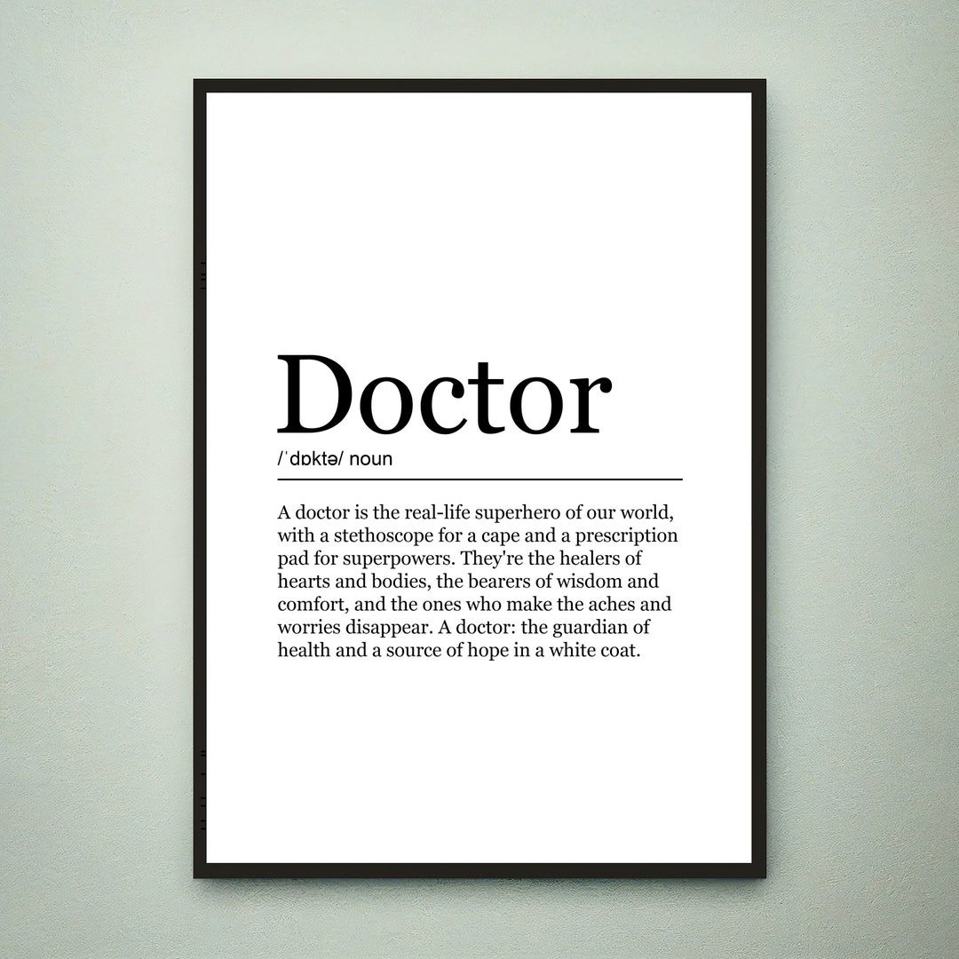 Doctor Funny Print Definition Poster Wall Art Doctor Minimalist Gift ...