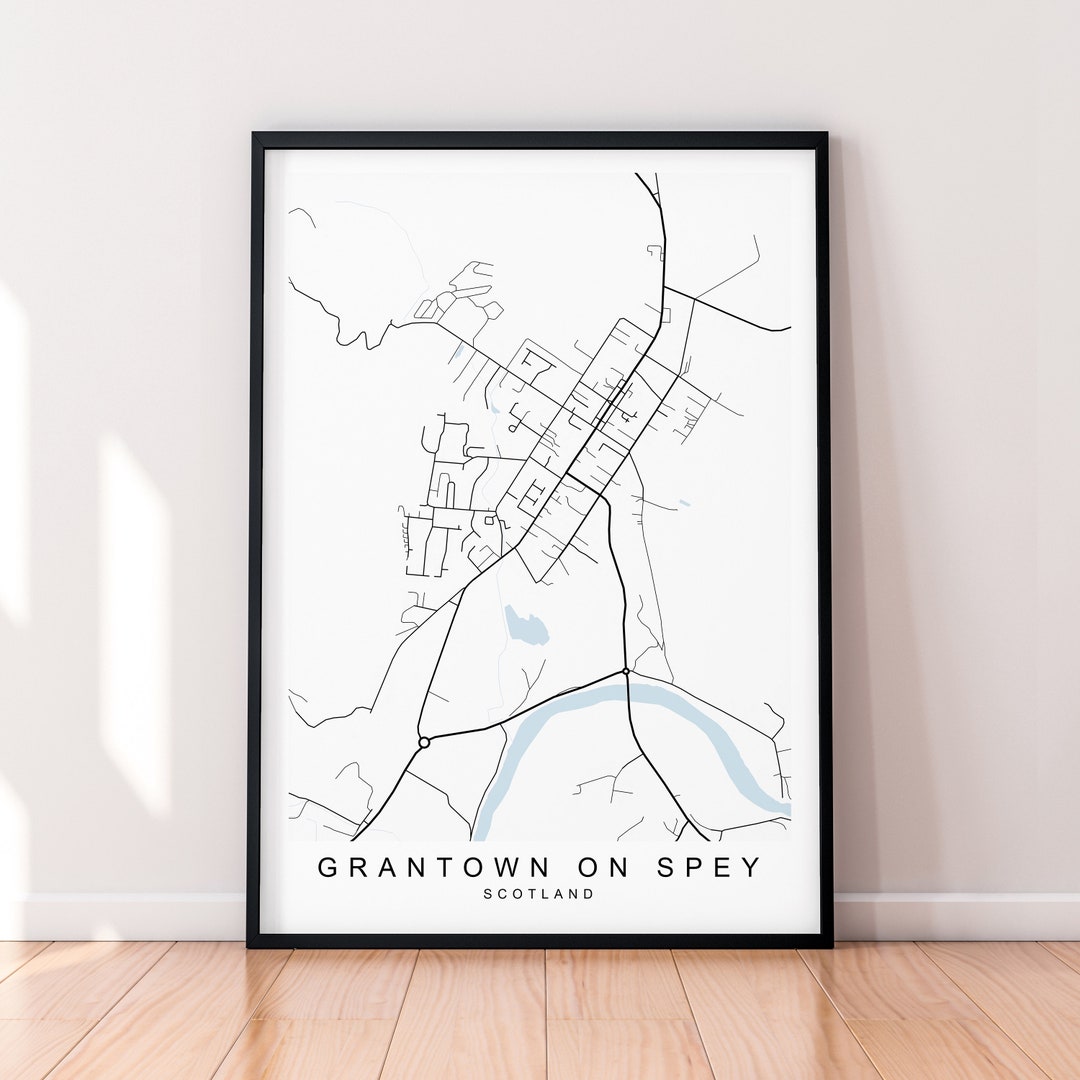 Grantown on Spey Village Town Map Scotland Print Poster Minimalist Map ...