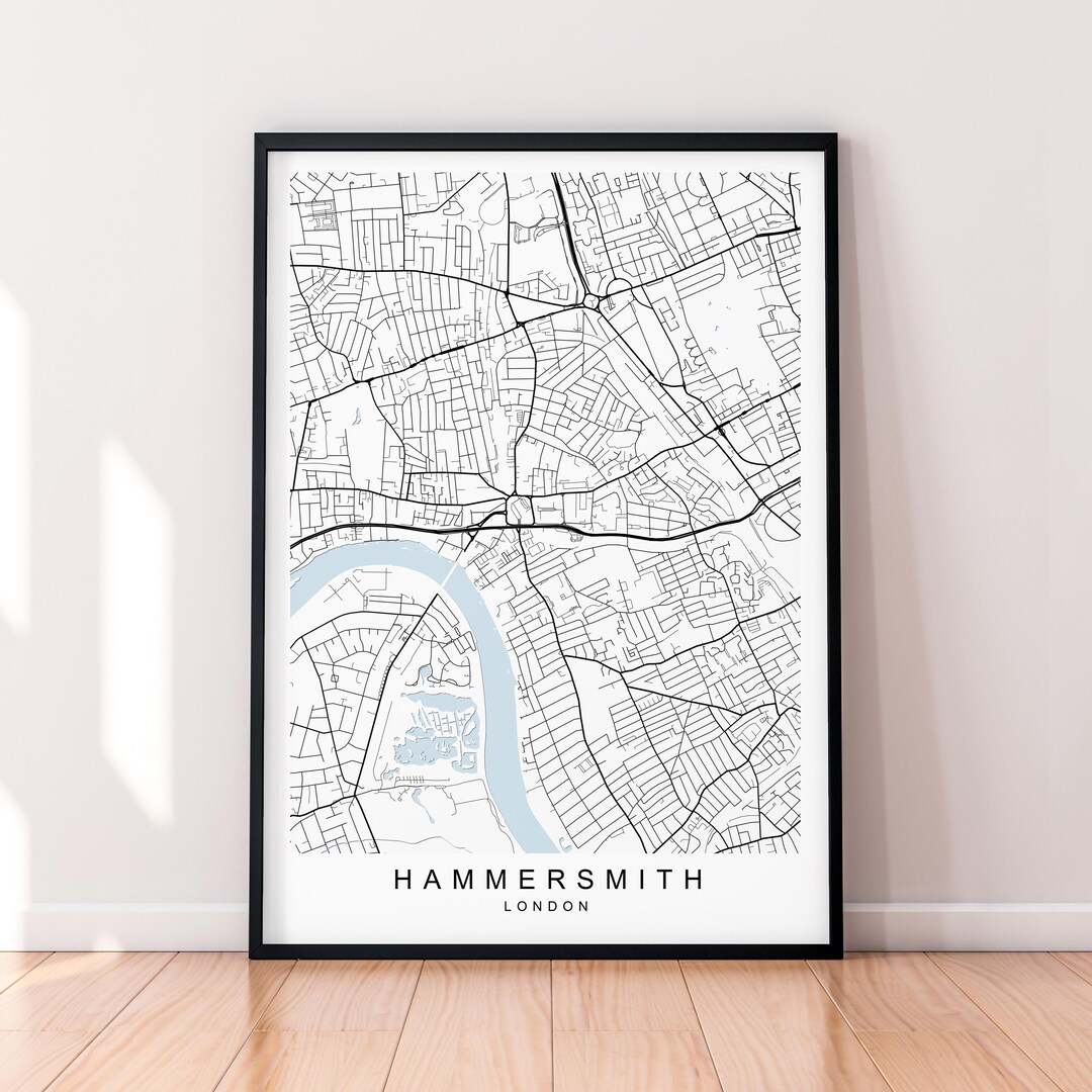 Hammersmith Borough of London Map Print Poster Minimalist Home London ...