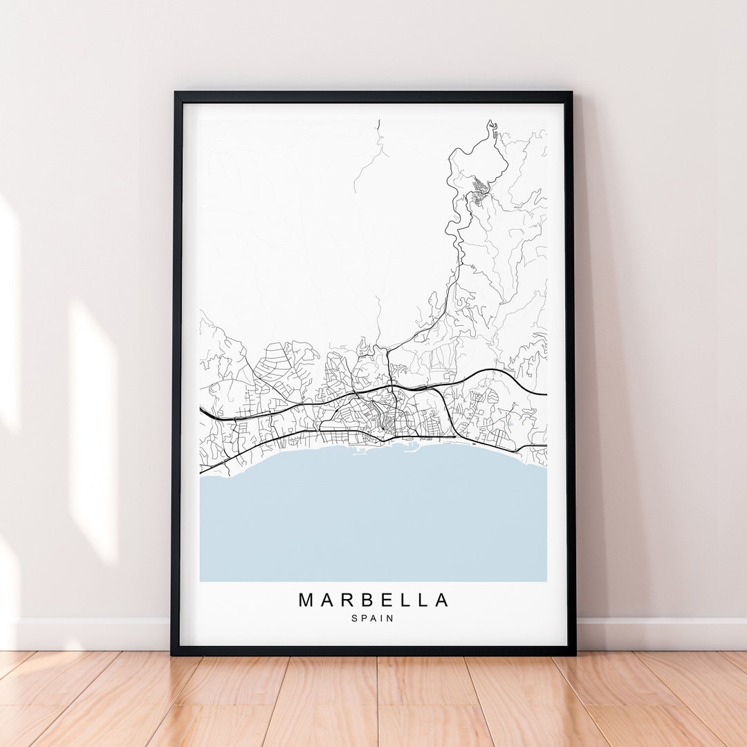 Marbella City Map Spain Print Minimalist Marbella Spain Town Map Poster ...