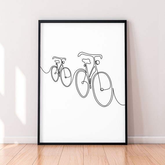 Two Bikes Bicycles Single Line Connected Print Line Art Poster | Etsy