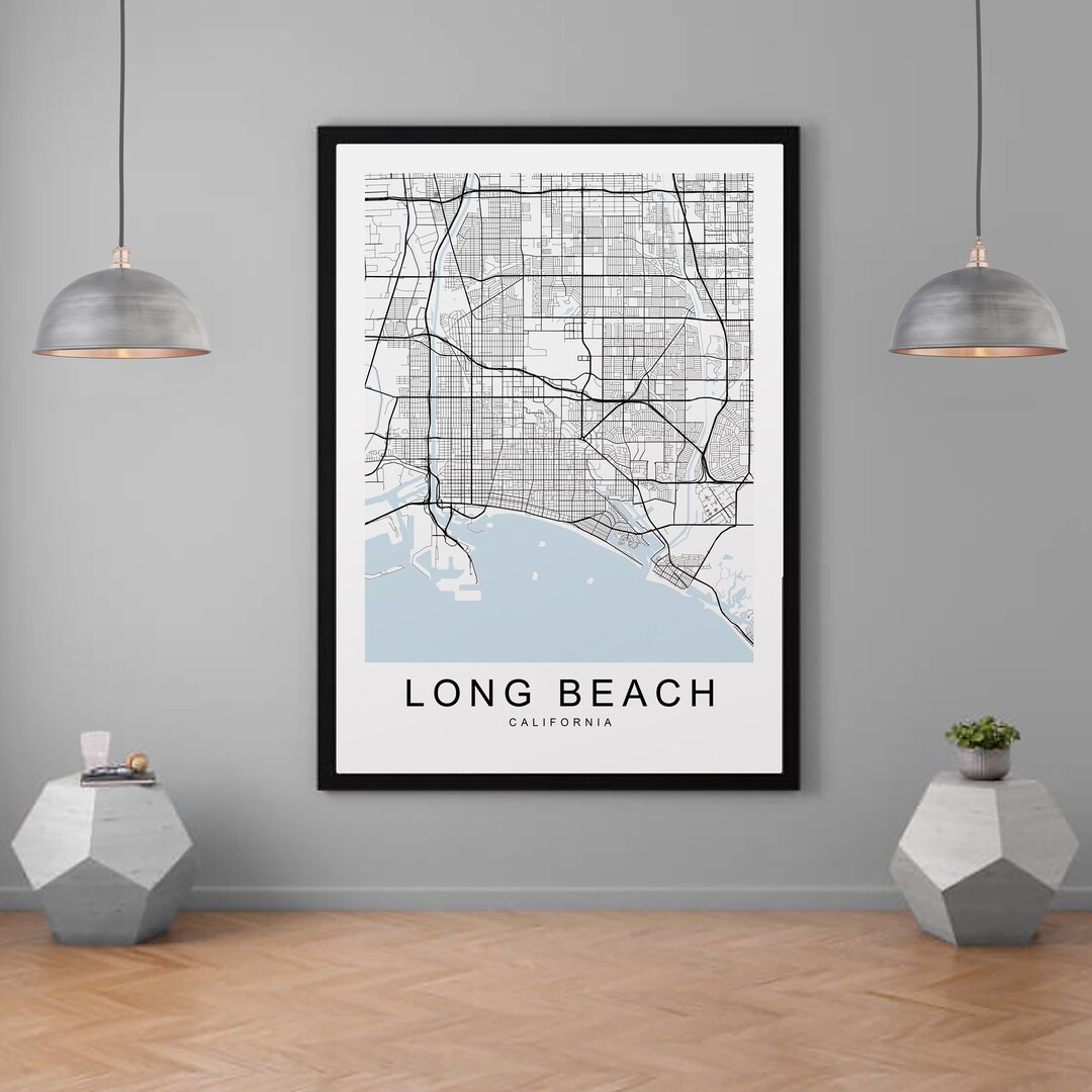 Mapa de Long Beach, mapa de California, impresión minimalista, mapa del ...