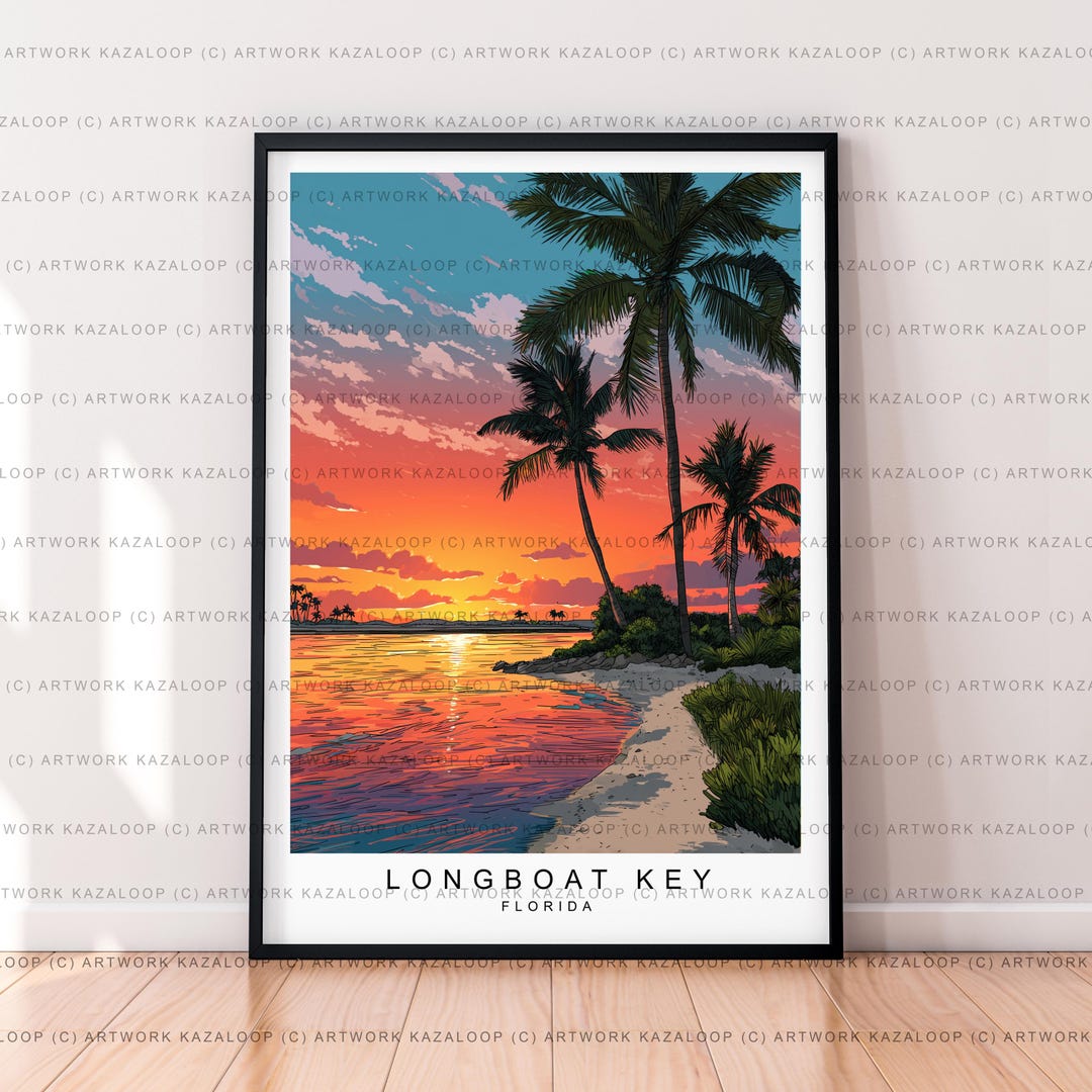 Longboat Key Florida Unframed Illustration Print Poster Art, Longboat ...