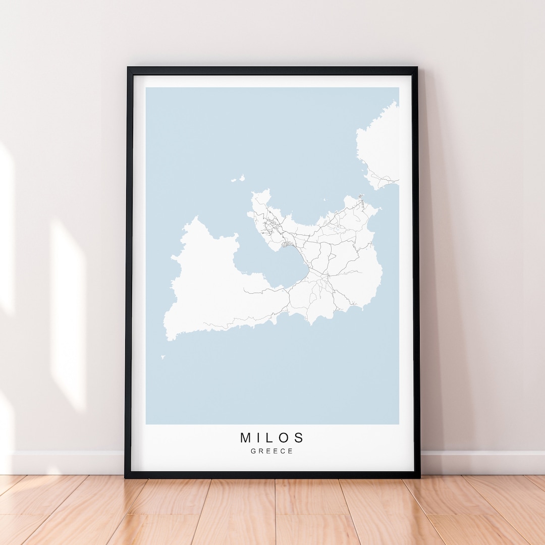 Milos Island Map Print Poster Minimalist Home Decor Milos Greece Map ...