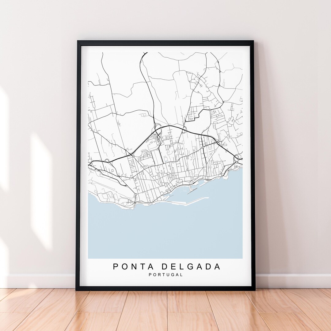Ponta Delgada Map Portugal Print Poster Minimalist Home Decor Ponta ...