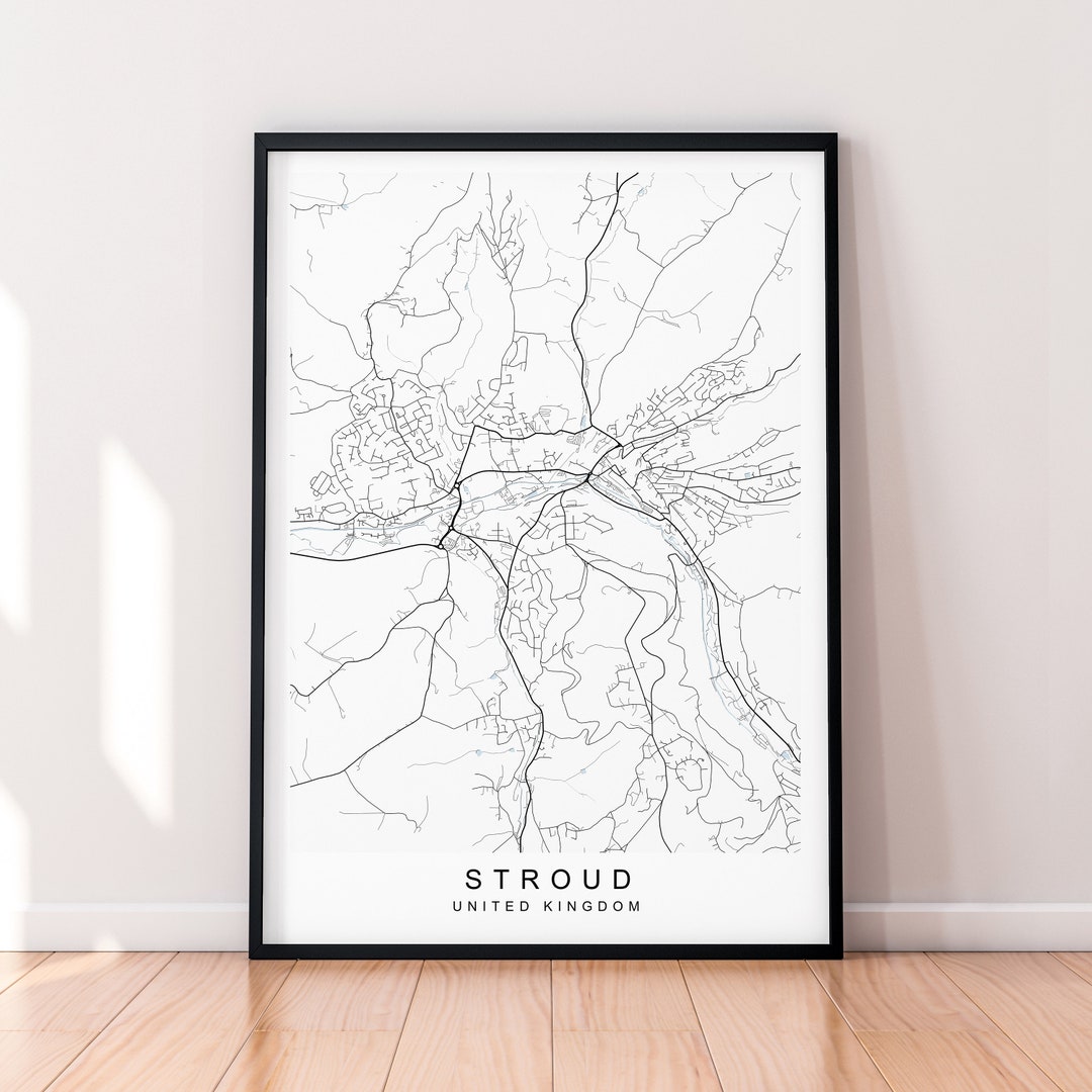 Stroud Map England Print Poster Minimalist Home Decor Stroud UK Town ...