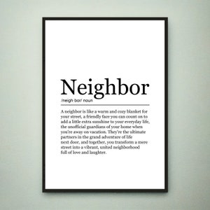 Neighbor Fun Print Definition Poster Wall Art Neighbor Meaning ...