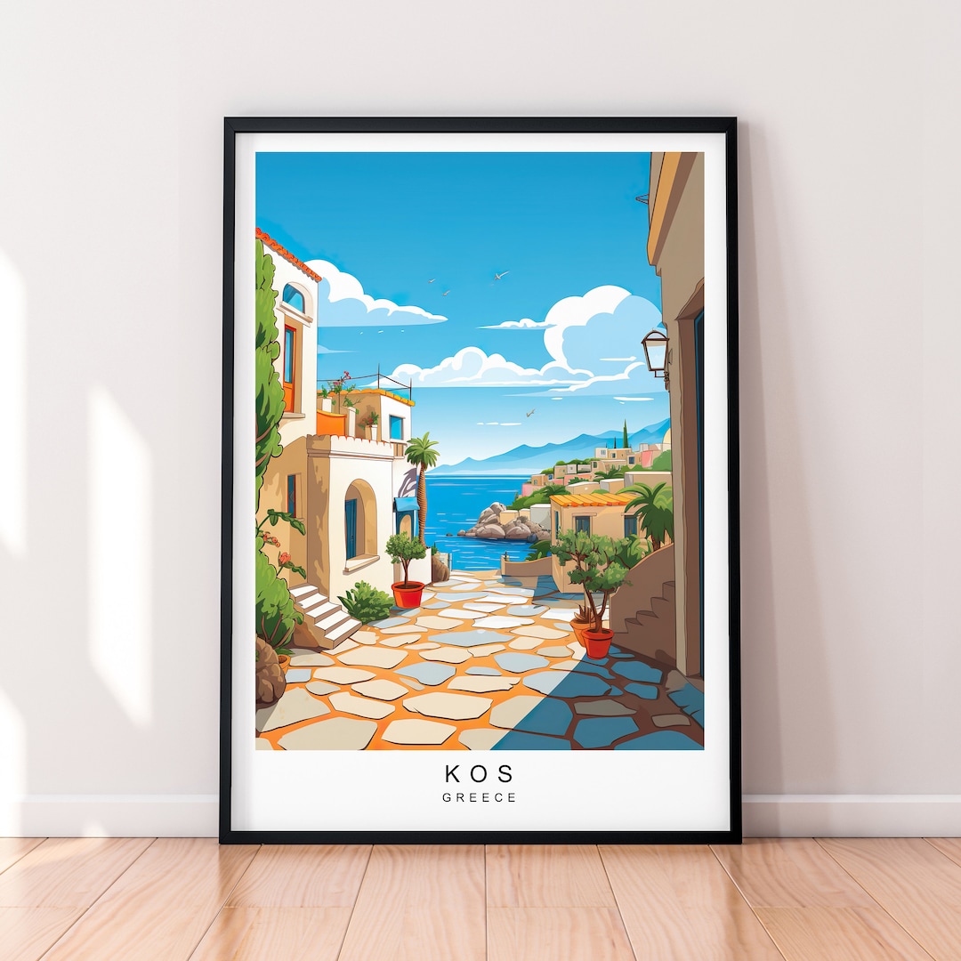 Kos Greece Illustration Print Kos Island Travel Poster Gift Unframed ...