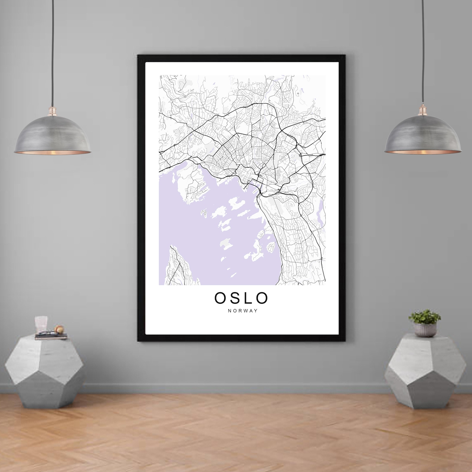 Oslo City Map Print Minimalist Home Map Oslo Norway Poster Wall Decor ...