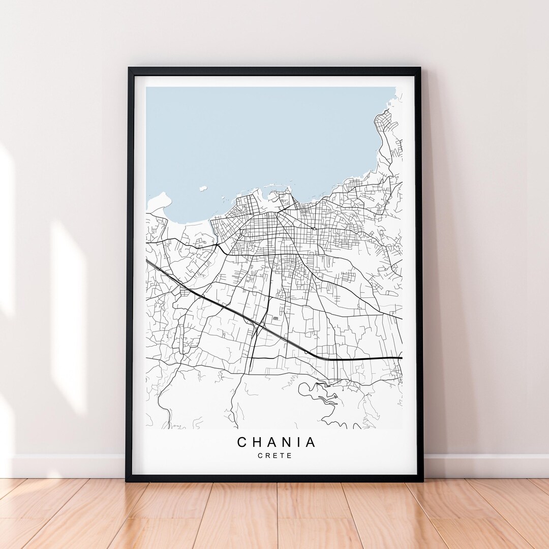 Chania Map Print Chania Crete Greece Map Poster Wall Art Gift Unframed ...