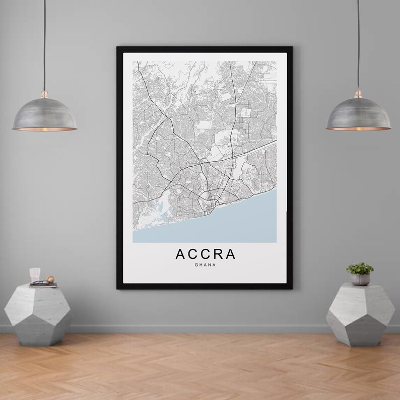 Accra Ghana City Map Print Minimalist Home Map Poster Wall Decor - Etsy