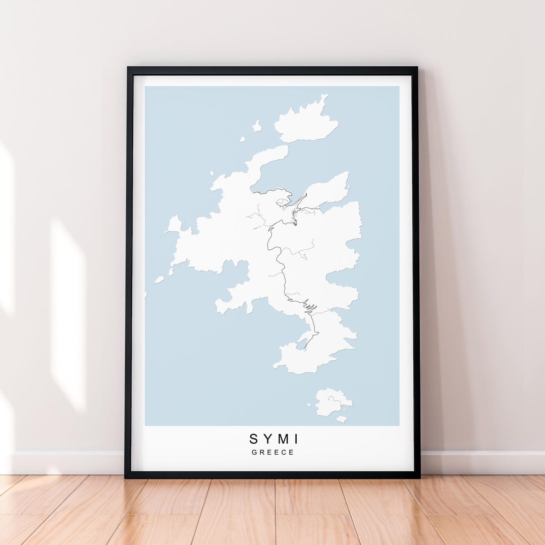 Symi Island Map Print Symi Island Greece Map Poster Wall Art Gift ...
