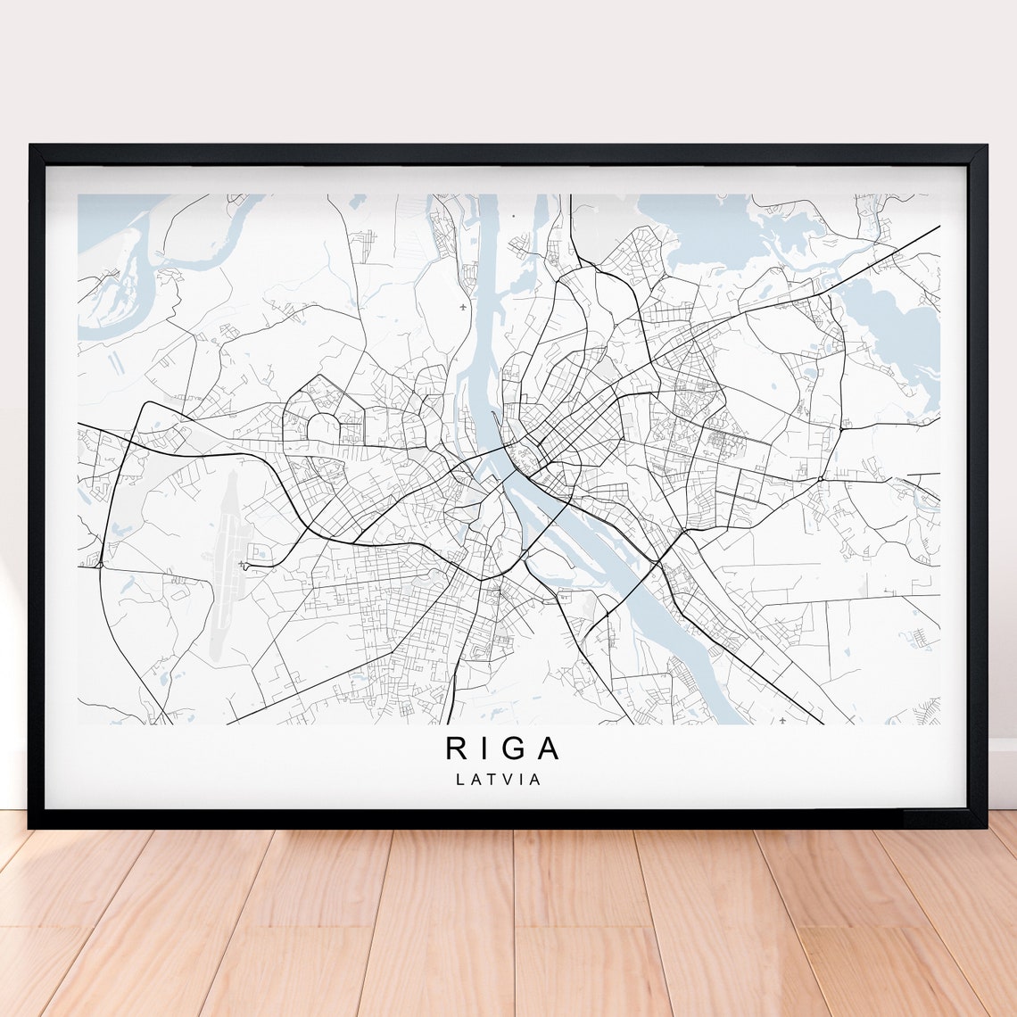 Riga City Map Print Minimalist Home Map Poster Wall Décor Horizontal ...