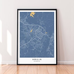 Abuja Map Nigeria Print Minimalist Abuja City Area Map Poster Wall ...
