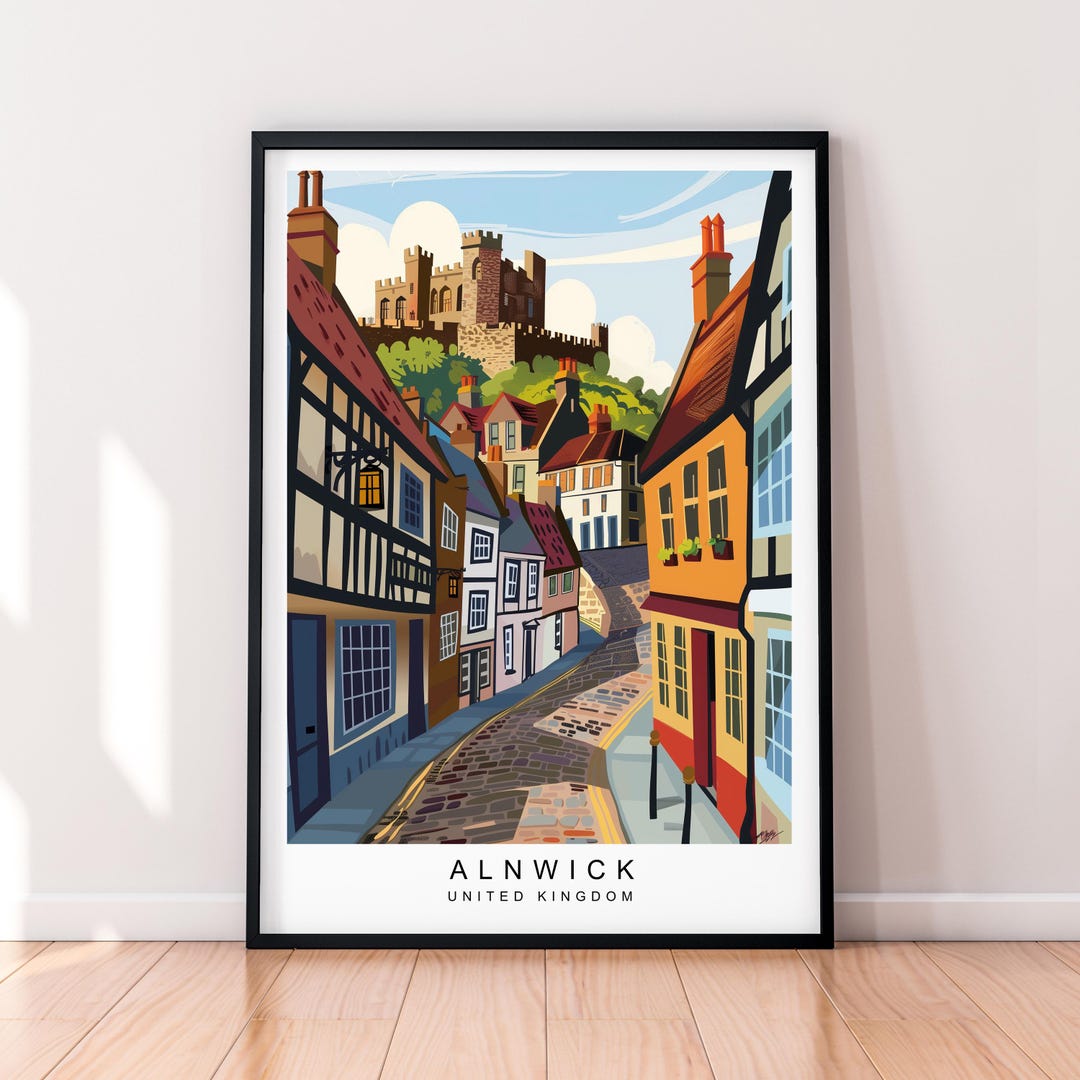 Alnwick Art Illustration Print Alnwick Castle Village Poster Gift ...