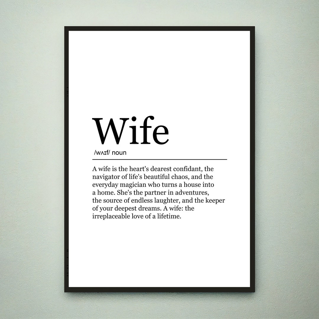 Wife Print Definition Poster Wall Art Wife Appreciation Meaning ...