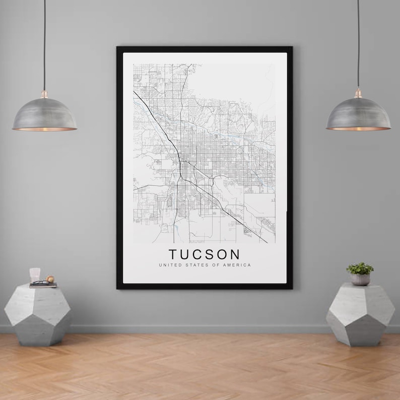 Tucson Arizona USA City Town Map Print Home Map Poster Wall | Etsy