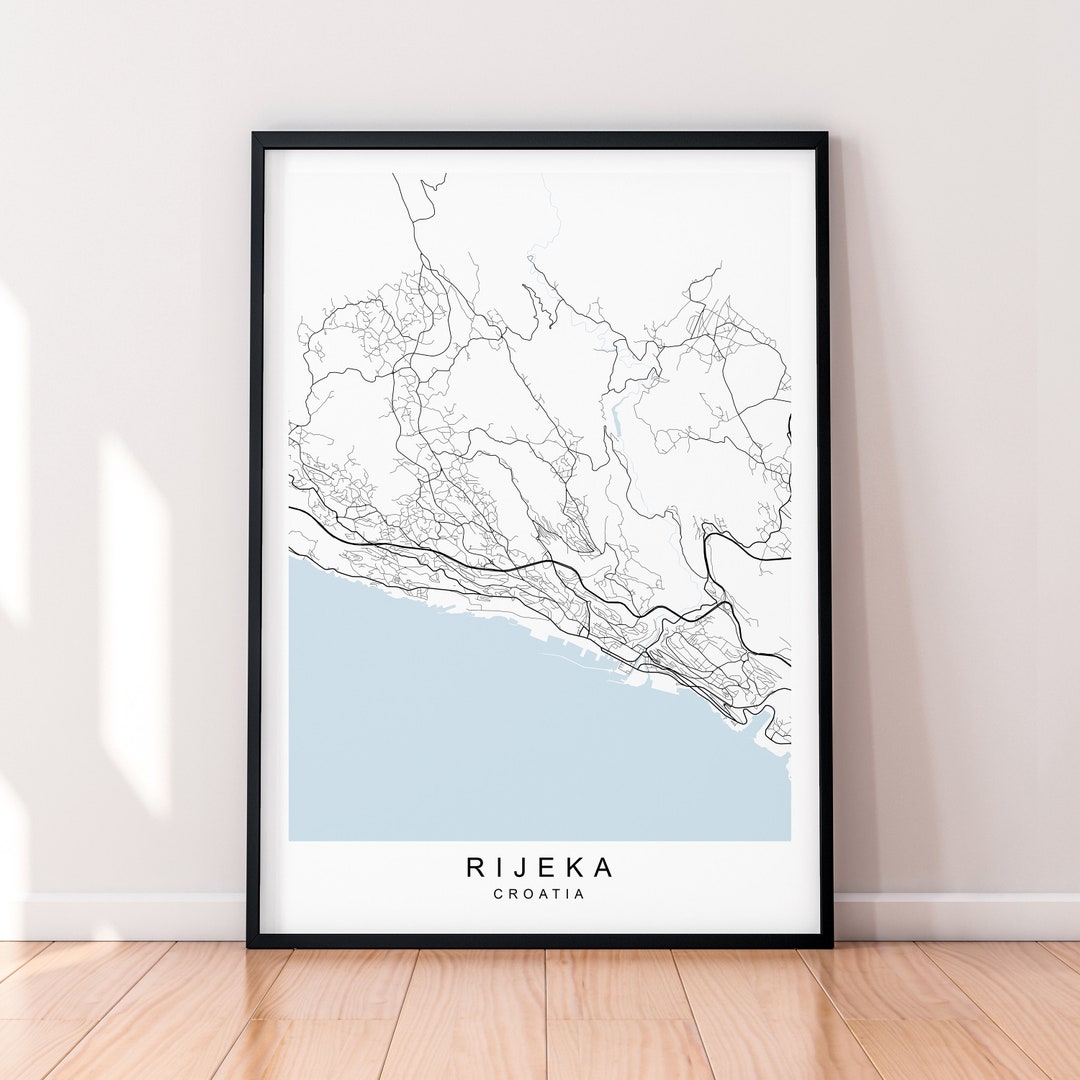 Rijeka Town Map Print Poster Minimalist Home Rijeka Croatia Map Poster ...