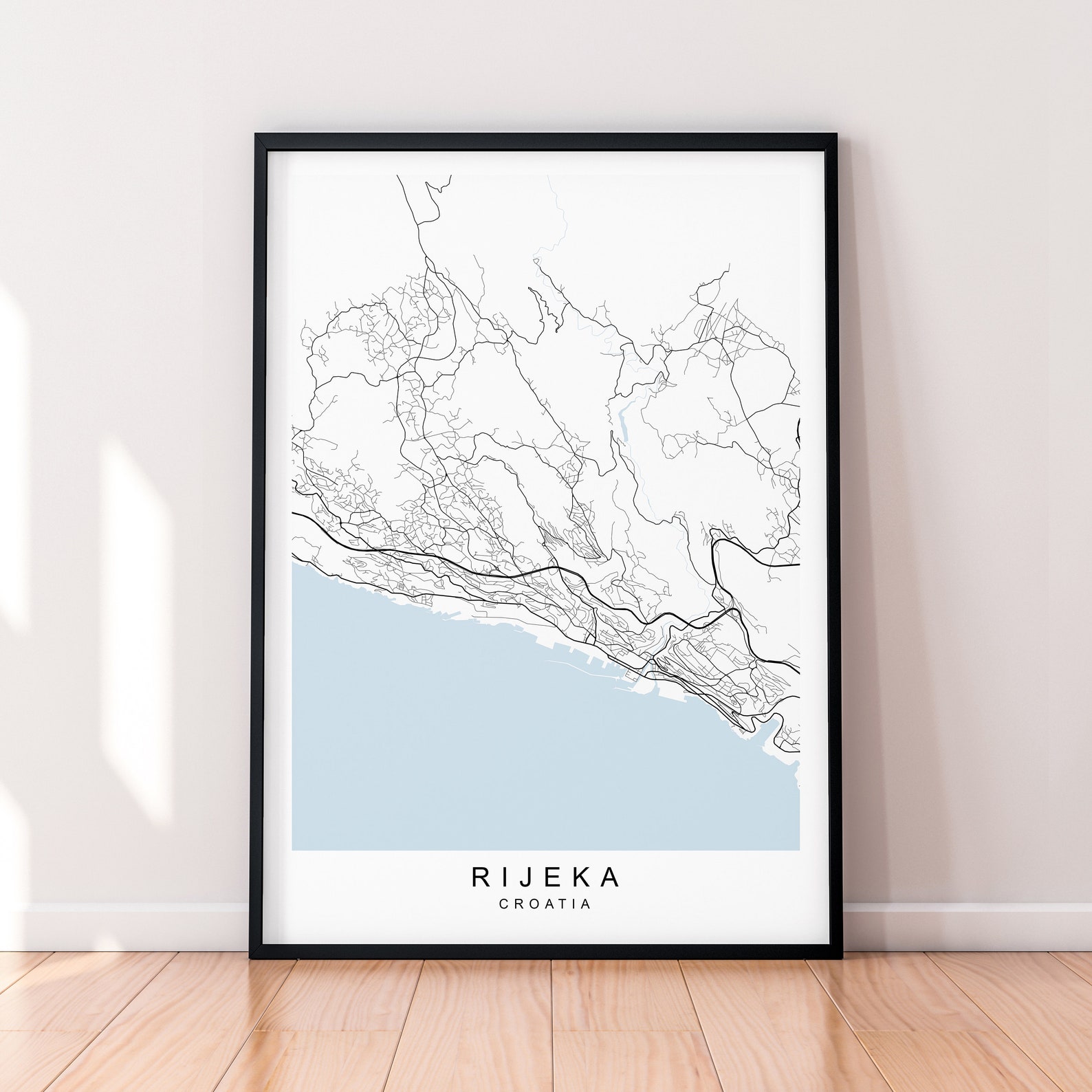 Rijeka Town Map Print Poster Minimalist Home Rijeka Croatia Map Poster ...