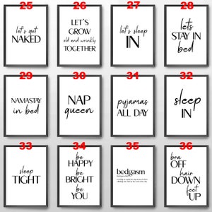 Bedroom Prints Posters Home Décor Gift Typography Prints Gift Unframed ...