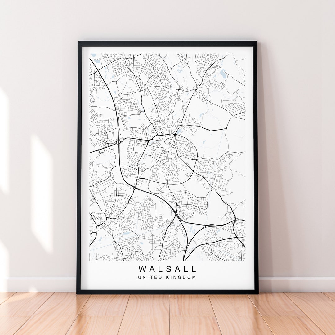 Walsall City England Map Print Poster Minimalist Home Decor Walsall ...