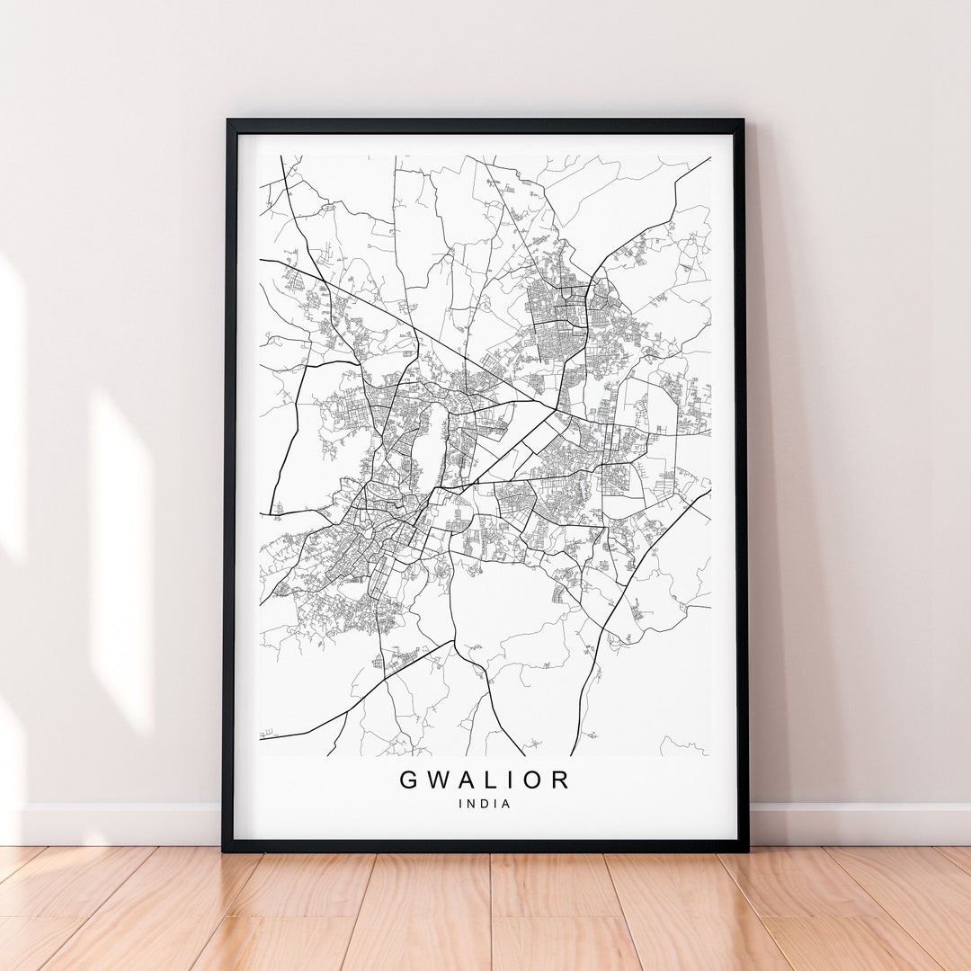 Gwalior City India Map Print Poster Minimalist Home Gwalior India Town ...