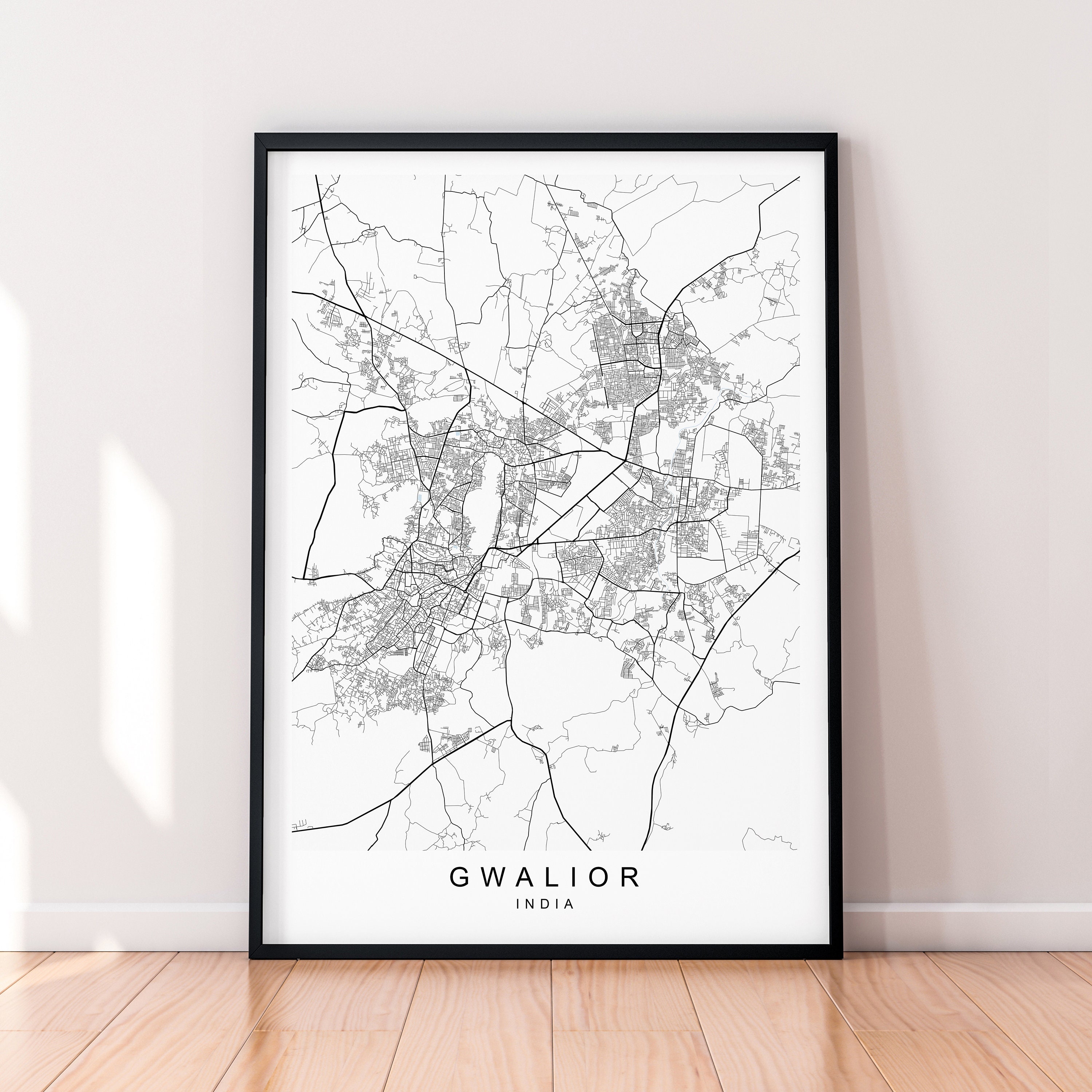 Gwalior City India Map Print Poster Minimalist Home Gwalior India Town ...