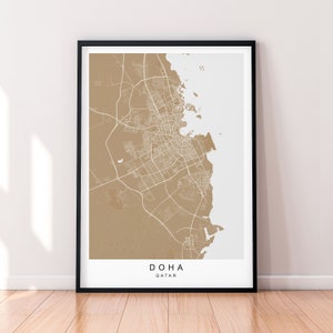 Doha City Map Print Qatar Doha Minimalist Doha City Area Map Poster ...