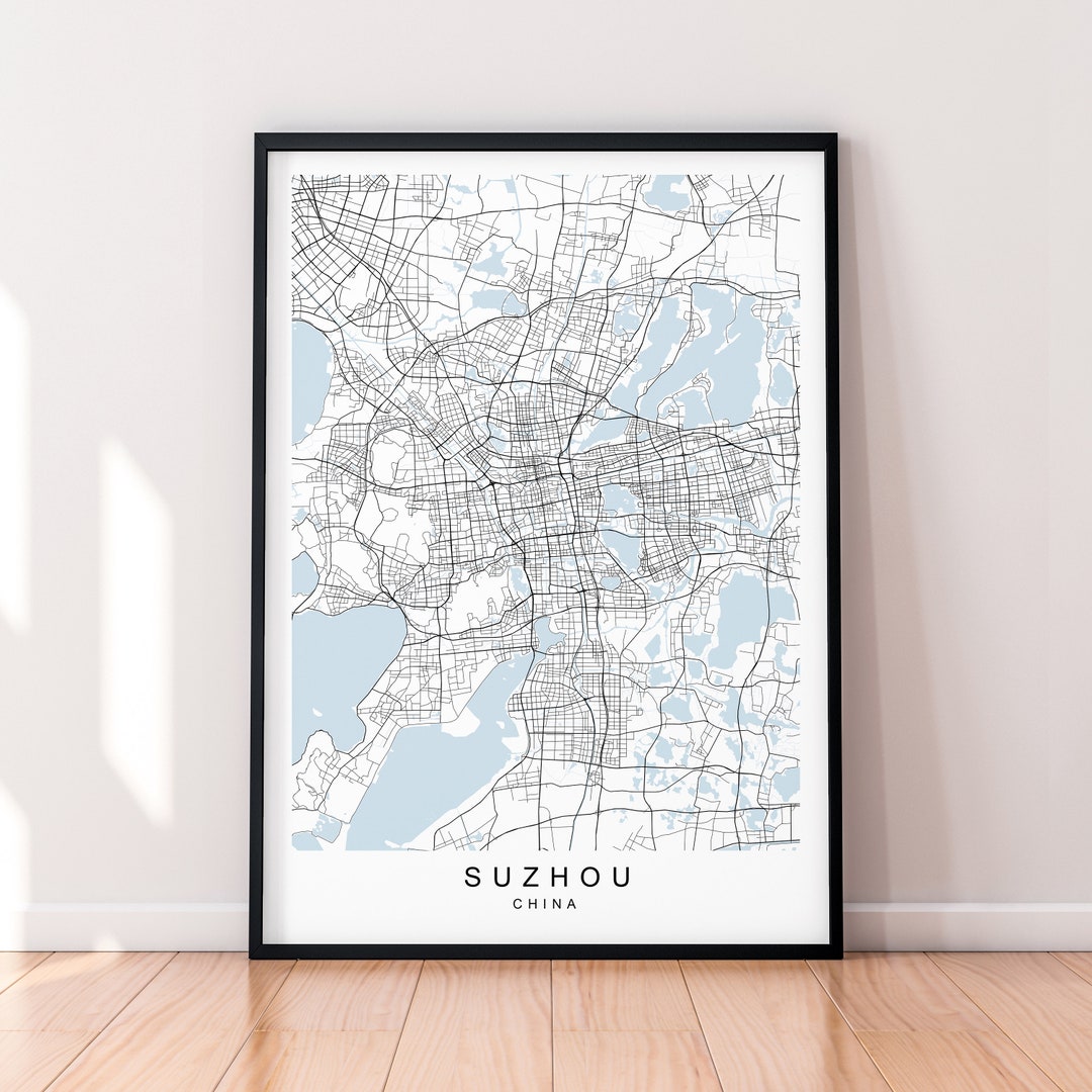 Suzhou China City Map Print Poster Minimalist Home Decor Suzhou City ...