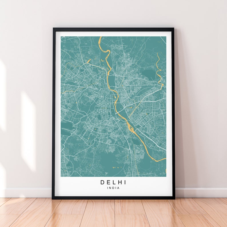 Delhi Map India City Map Print Minimalist Home Delhi Map Poster Wall ...