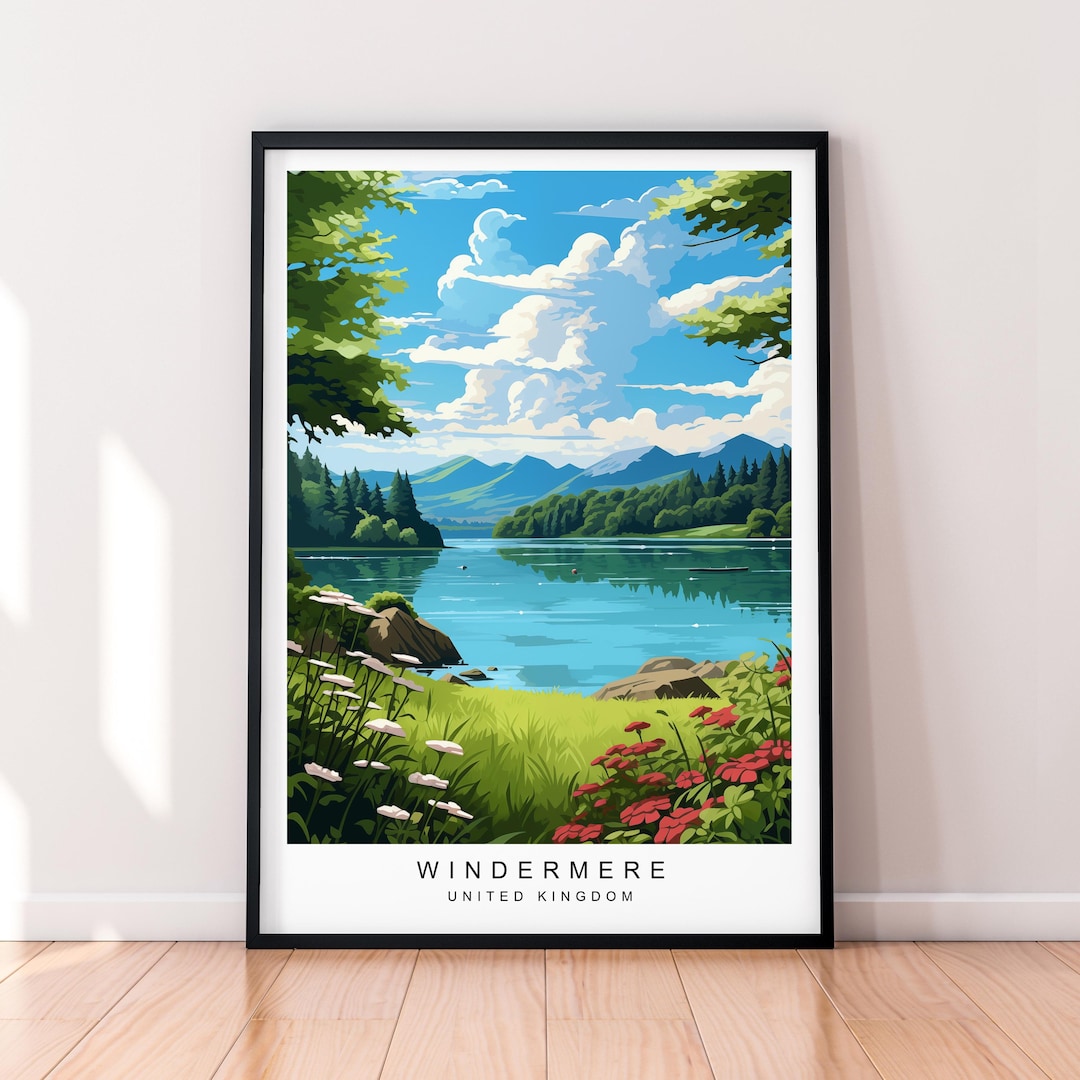 Windermere Lake Illustration Print Windermere Lake District Poster Wall ...