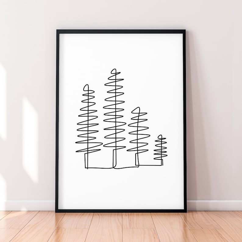 Singe Line Spruce Tree Botanical Line Art Poster Tree Family - Etsy