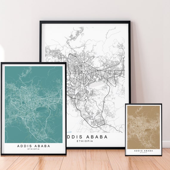 Addis Ababa Map Print Ethiopia Minimalist Addis Ababa City - Etsy
