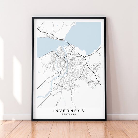 Inverness Town Map Scotland Print Poster Minimalist Home Decor - Etsy