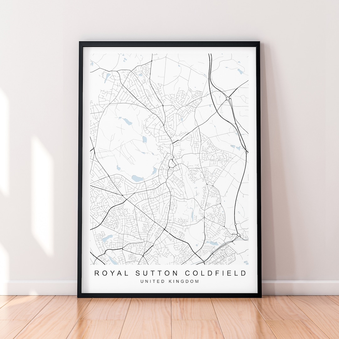 Royal Sutton Coldfield Map England Print Poster Minimalist Home Decor ...