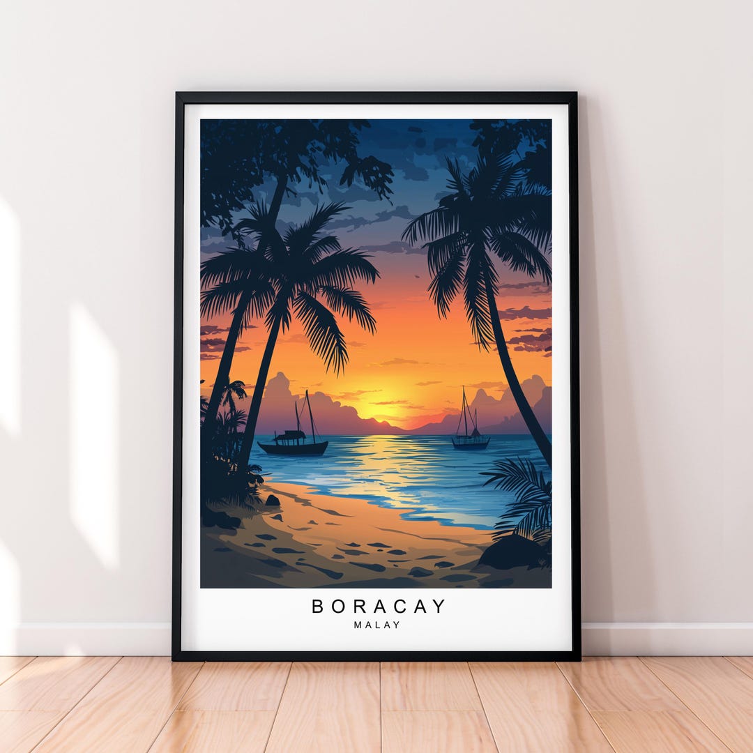 Boracay Sunset Print Travel Print Art Illustration Boracay Poster Wall ...