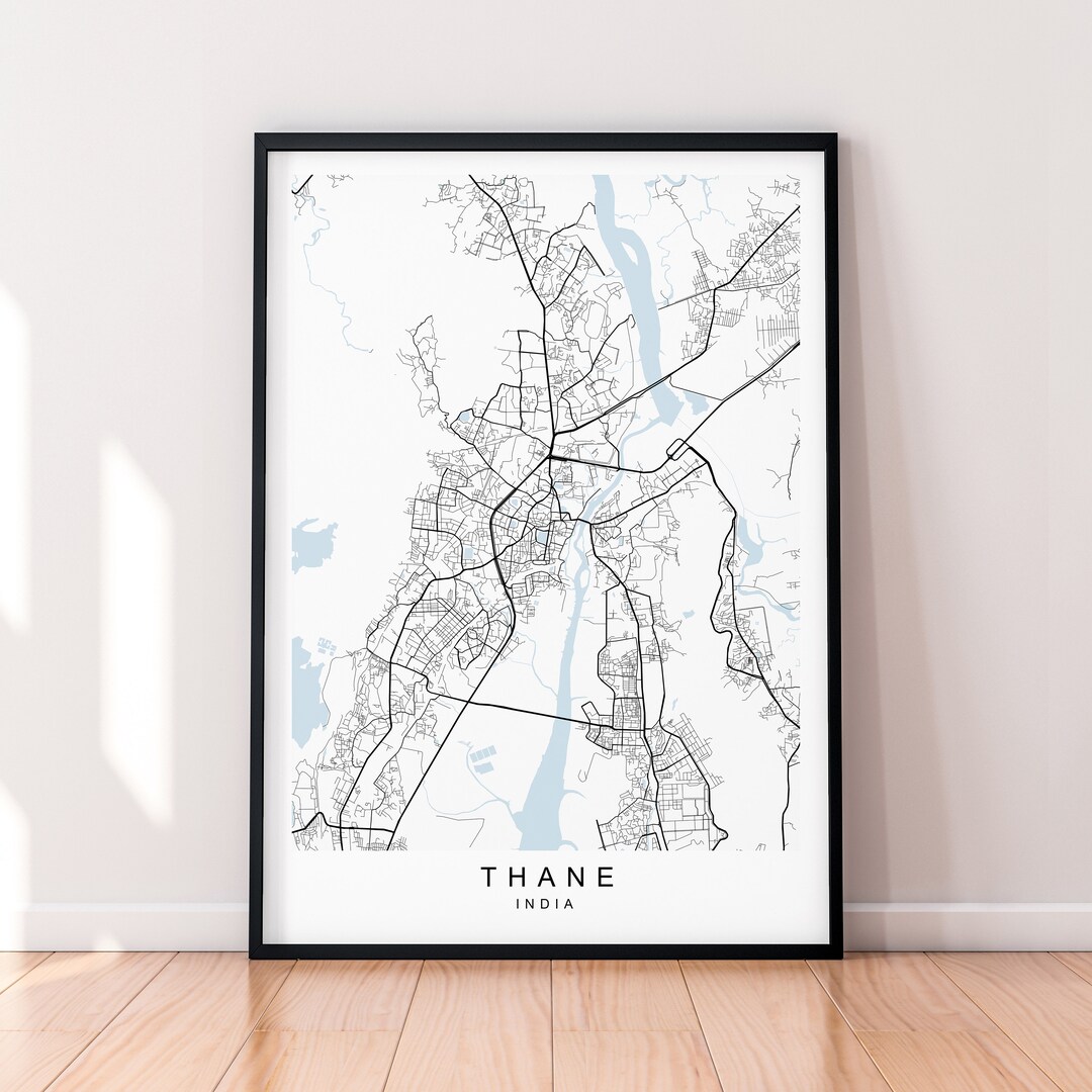 Thane City India Map Print Poster Minimalist Home Thane India Town City ...