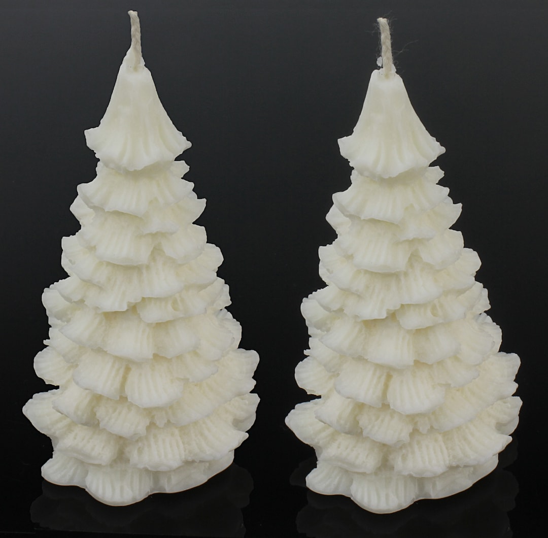 Handmade 100% White Beeswax Tree Candles (2pcs per Set) Christmas Xmas ...
