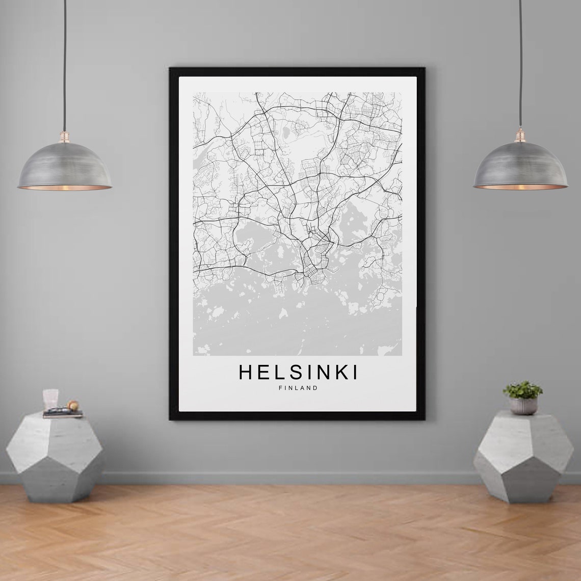 Helsinki Finland Town City Map Print Minimalist Home Map Poster Wall ...