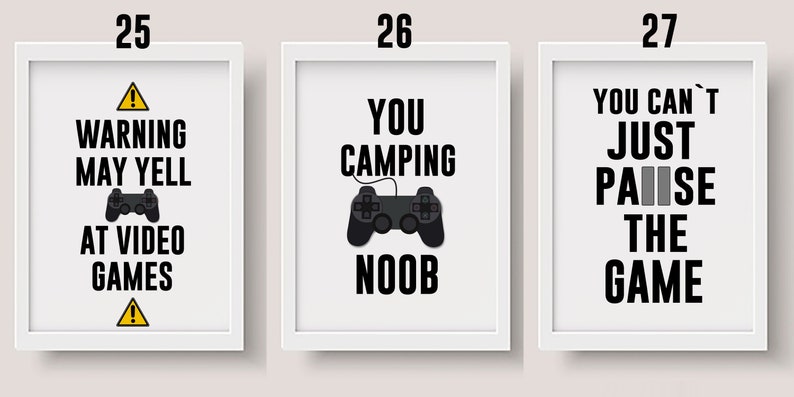 Gaming Prints Posters Kids Children Adult Gamers Bedroom Text | Etsy