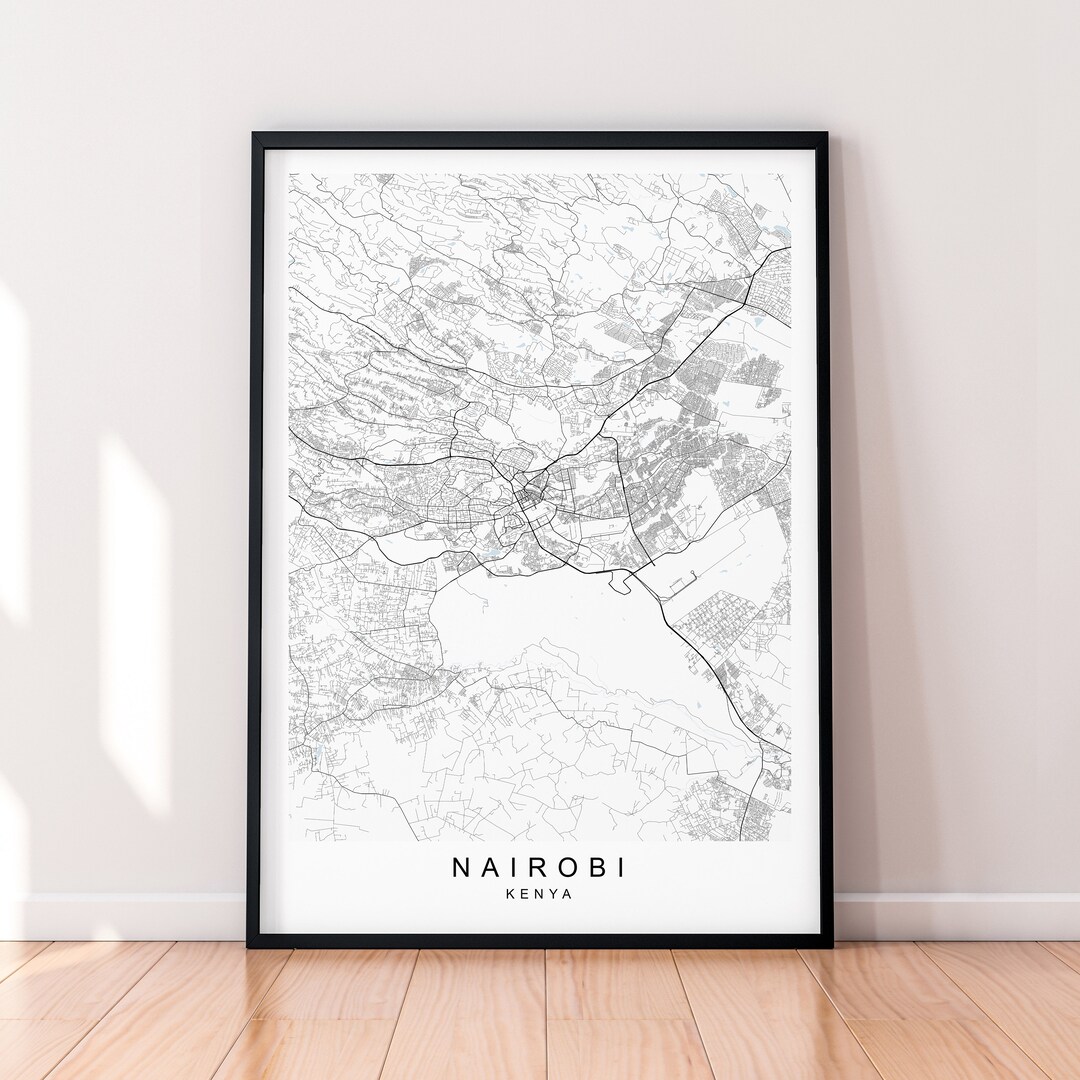 Nairobi City Map Print Poster Minimalist Home Nairobi Kenya Map Poster ...