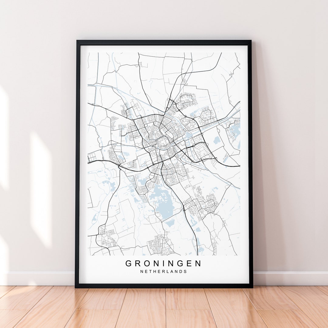 Groningen City Map Netherlands Print Poster Minimalist Home Decor ...
