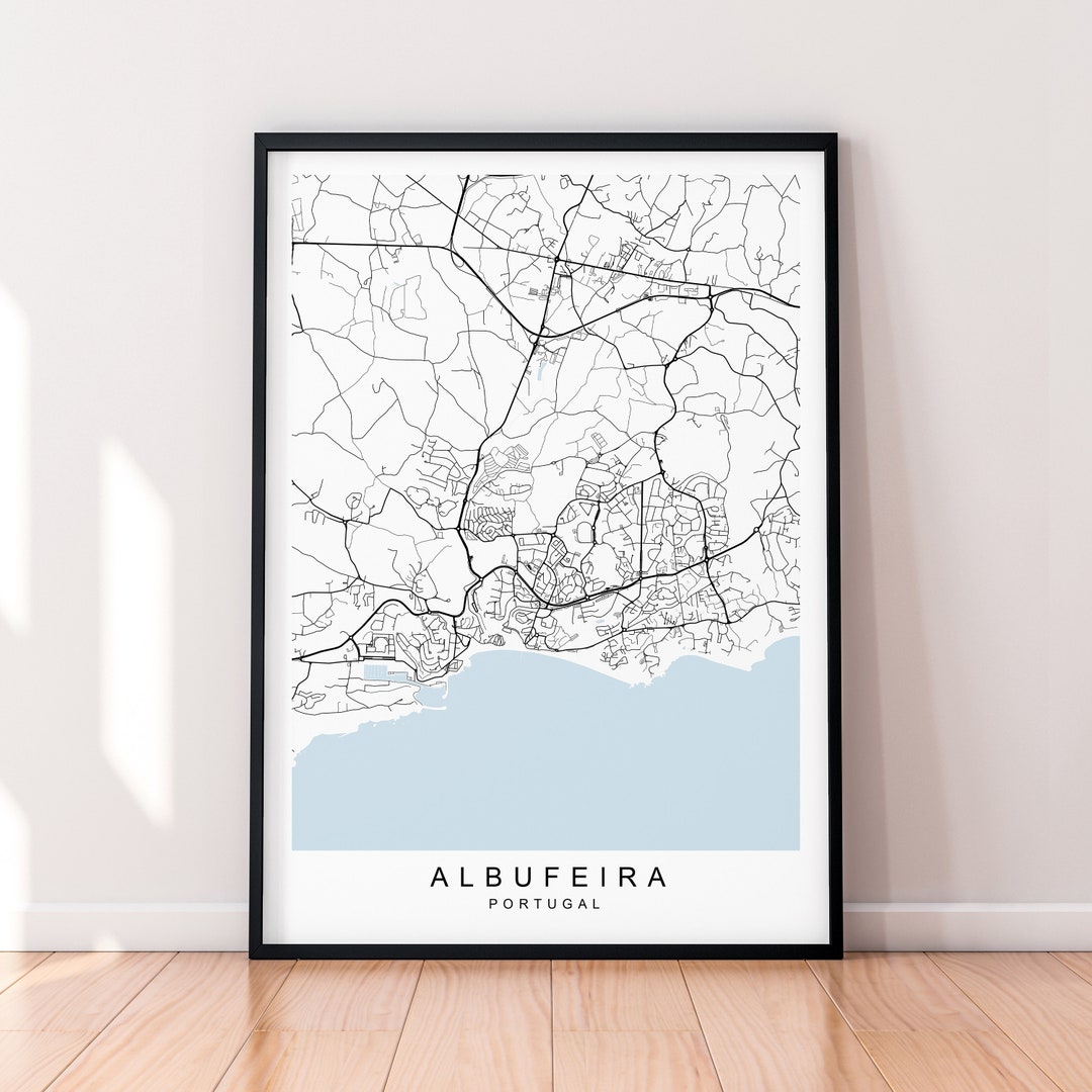 Albufeira City Map Portugal Print Minimalist Albufeira Portugal Town ...