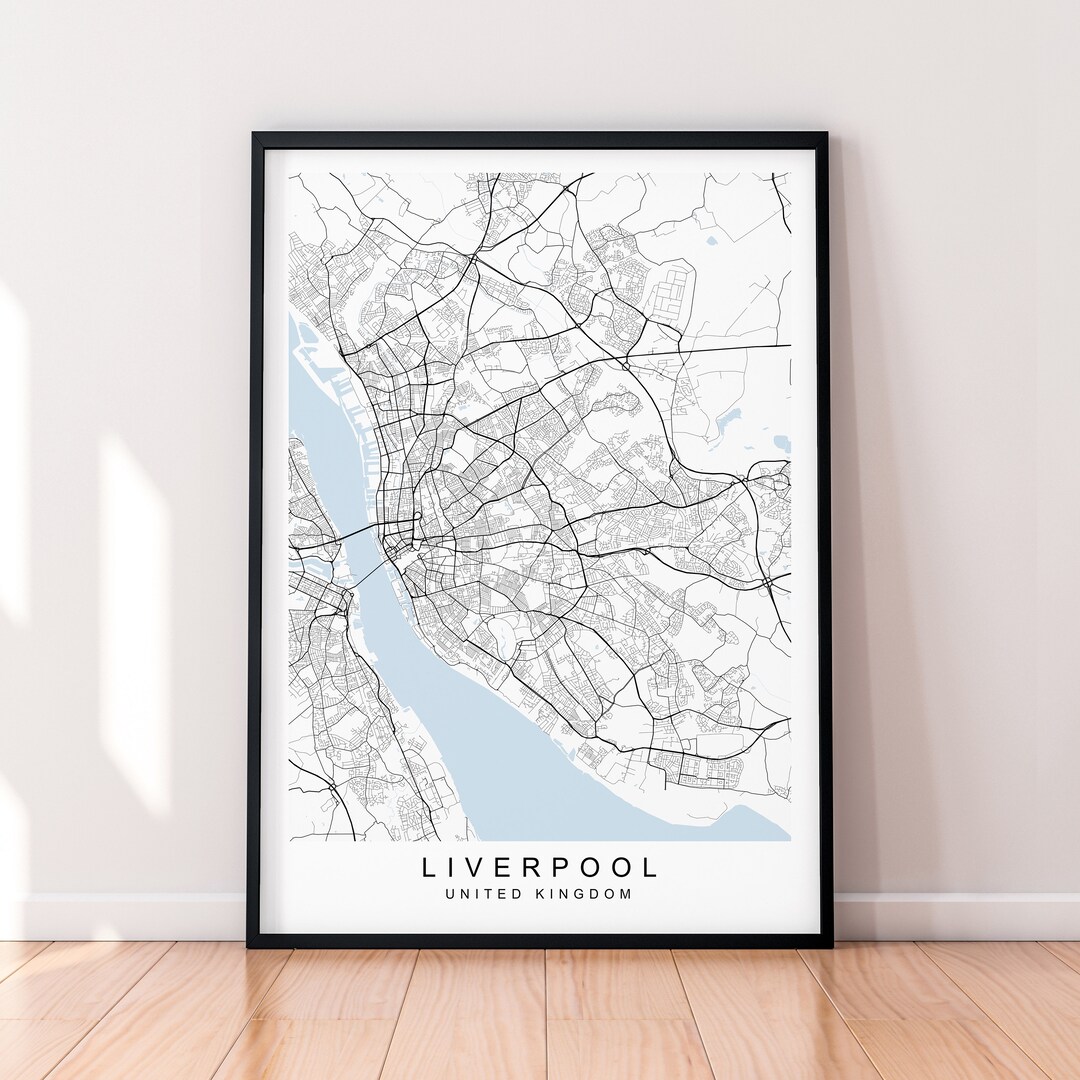 Liverpool England Map Print Poster Minimalist Home Decor Liverpool ...
