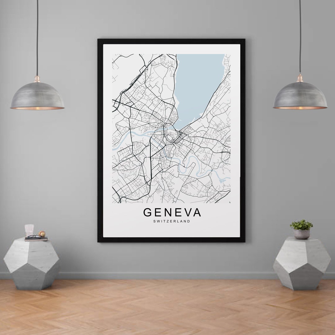 Geneva Switzerland City Map Print Minimalist Home Map Poster Wall Décor ...
