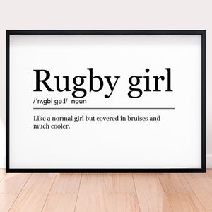 Rugby Girl Print Definition Poster Wall Art Minimalist Gift Present ...