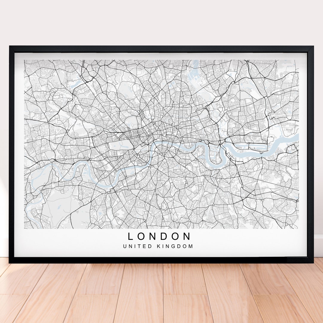 London City Map Print Poster Travel Poster Minimalist Travel Horizontal ...
