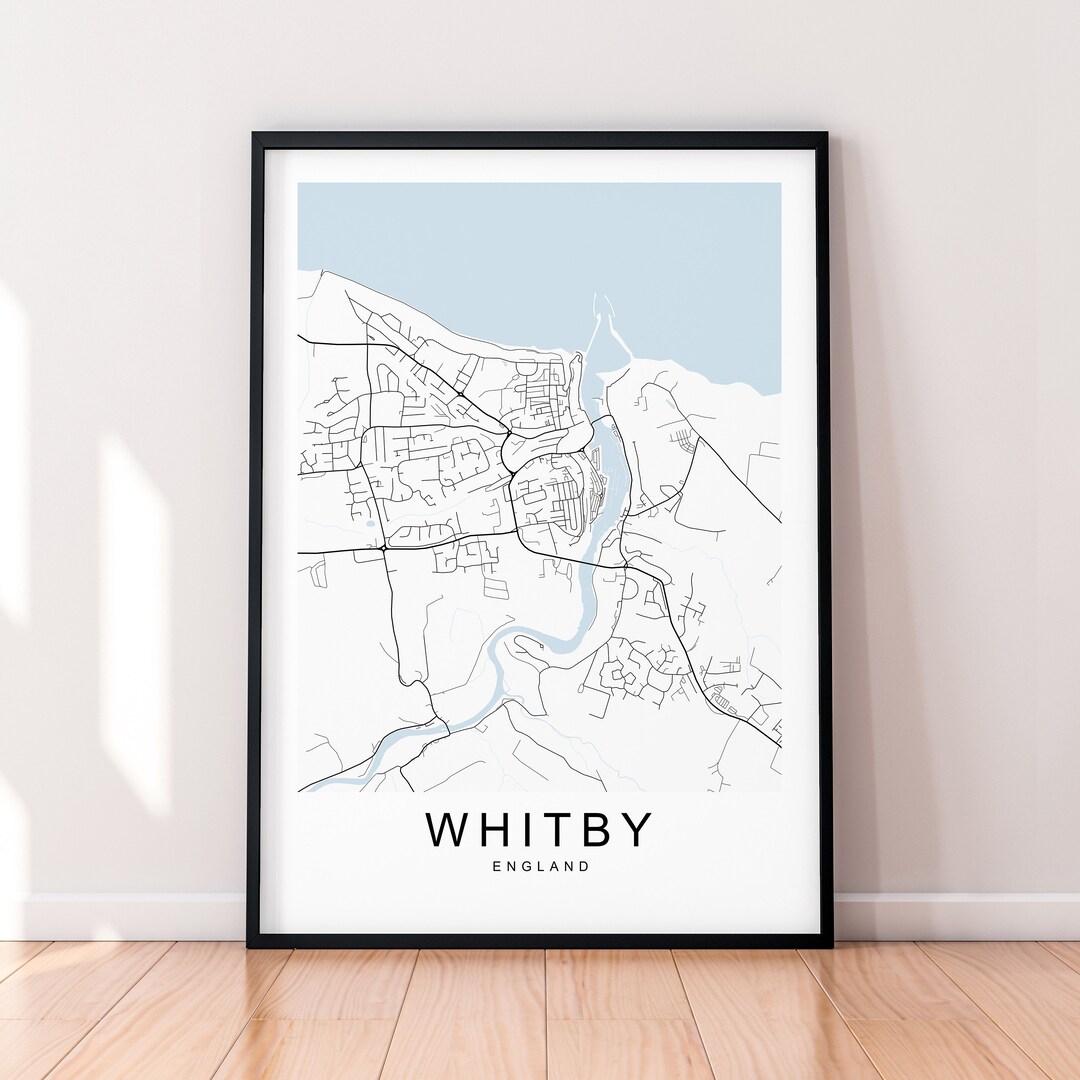 Whitby Town England Map Print Poster Minimalist Home Decor Whitby ...