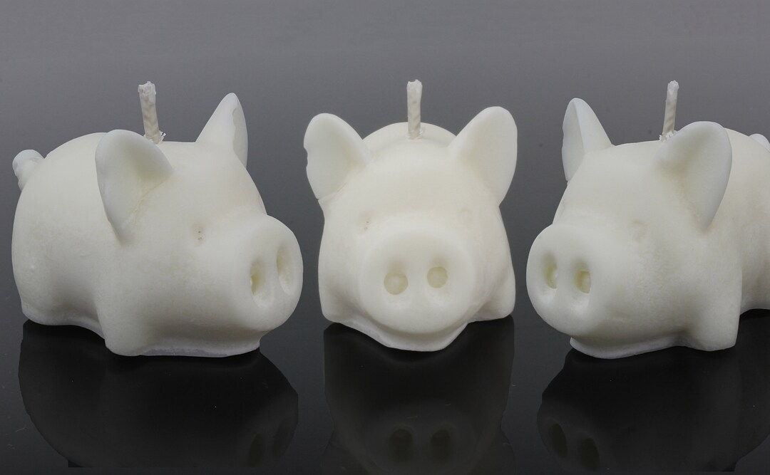 Handmade 100% Natural Beeswax Fun Cute Little Pig Piglets Candles (3pcs ...